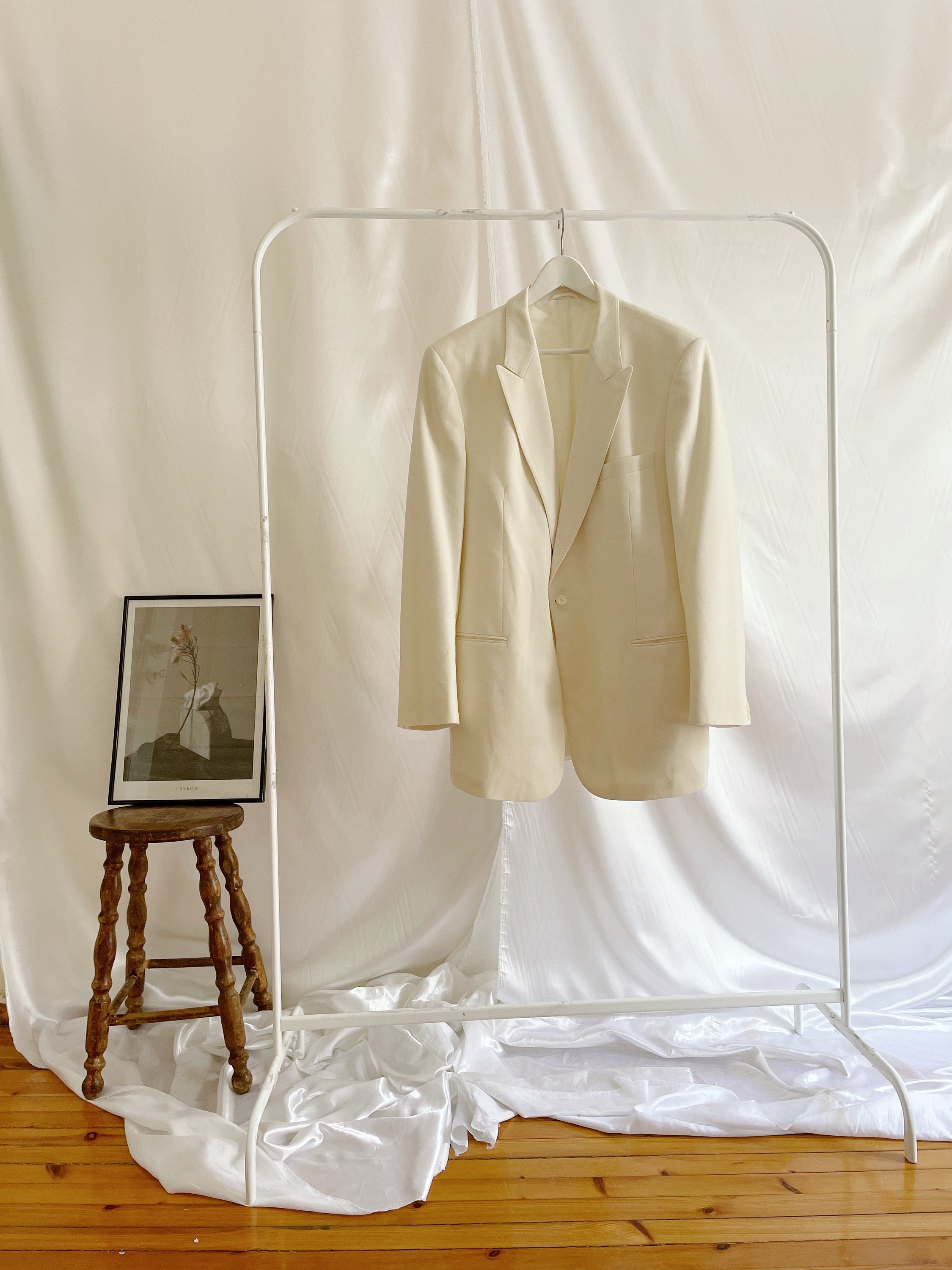 1990s Men Ivory Blazer Wool Unisex Ivory Retro Blazer Women | Etsy