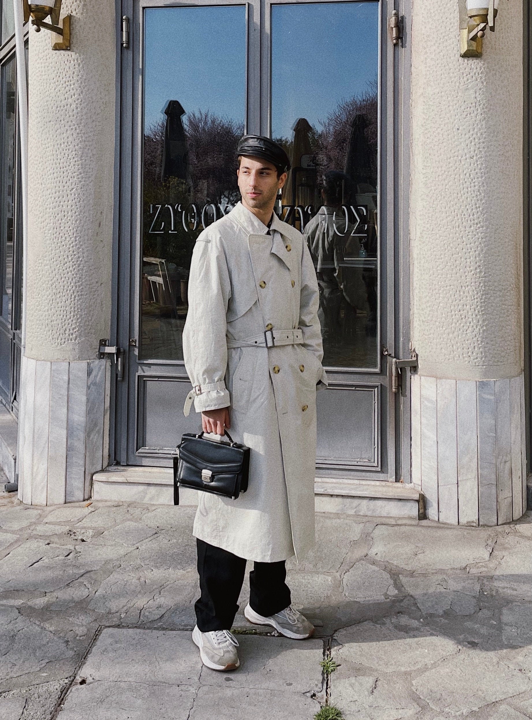 1980s Ivory Trench Coat Men Vintage 90s Ivory Trench Coat | Etsy