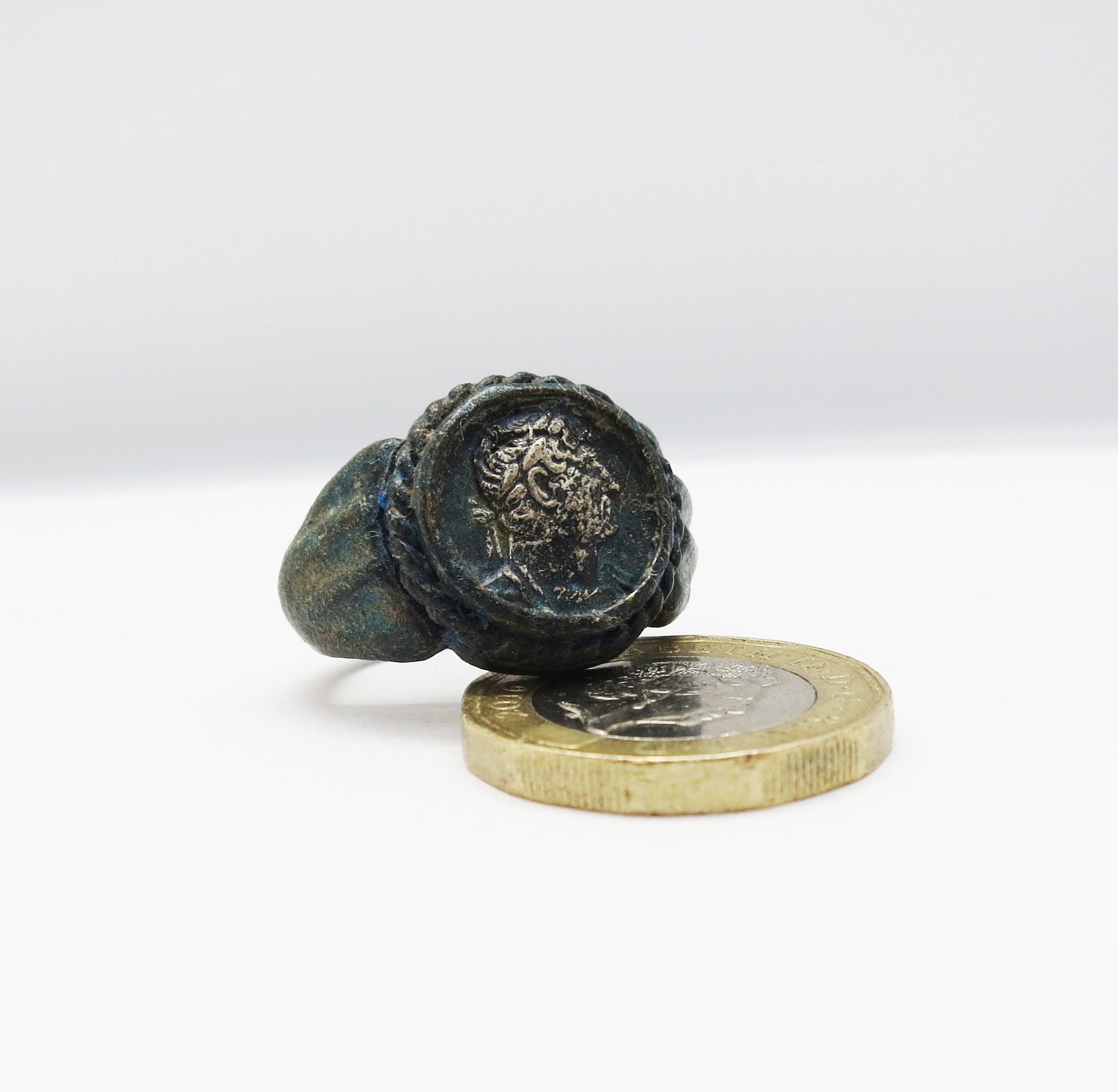 Trajan Augustus Roman Emperor Ring Massive Bronze and Silver 3/4 AD - Etsy