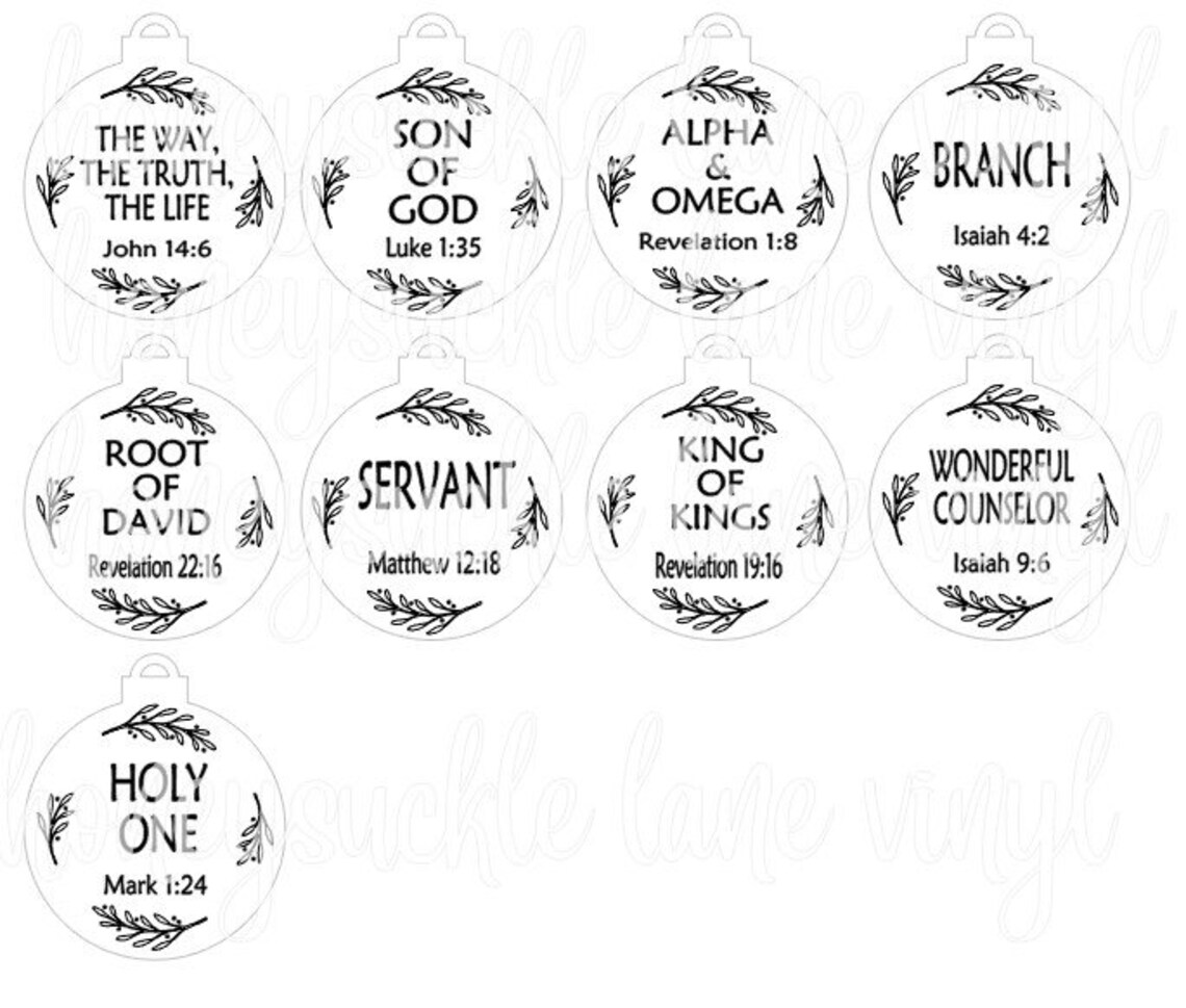 Names of Jesus Advent Ornaments Cut File - Etsy