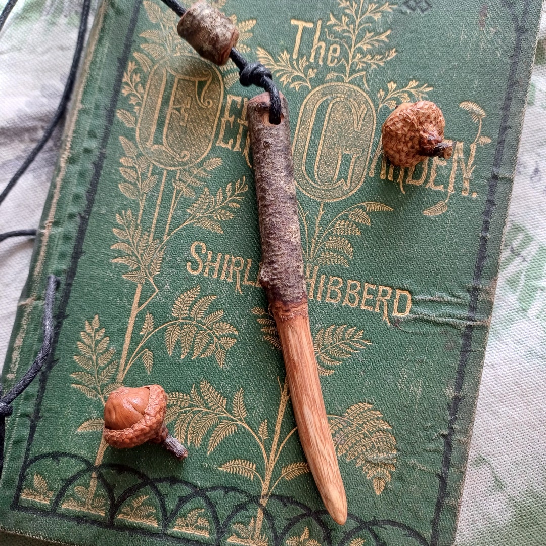 English Black Oak Wood Wand Pendant, Strength & Protection, Witches ...