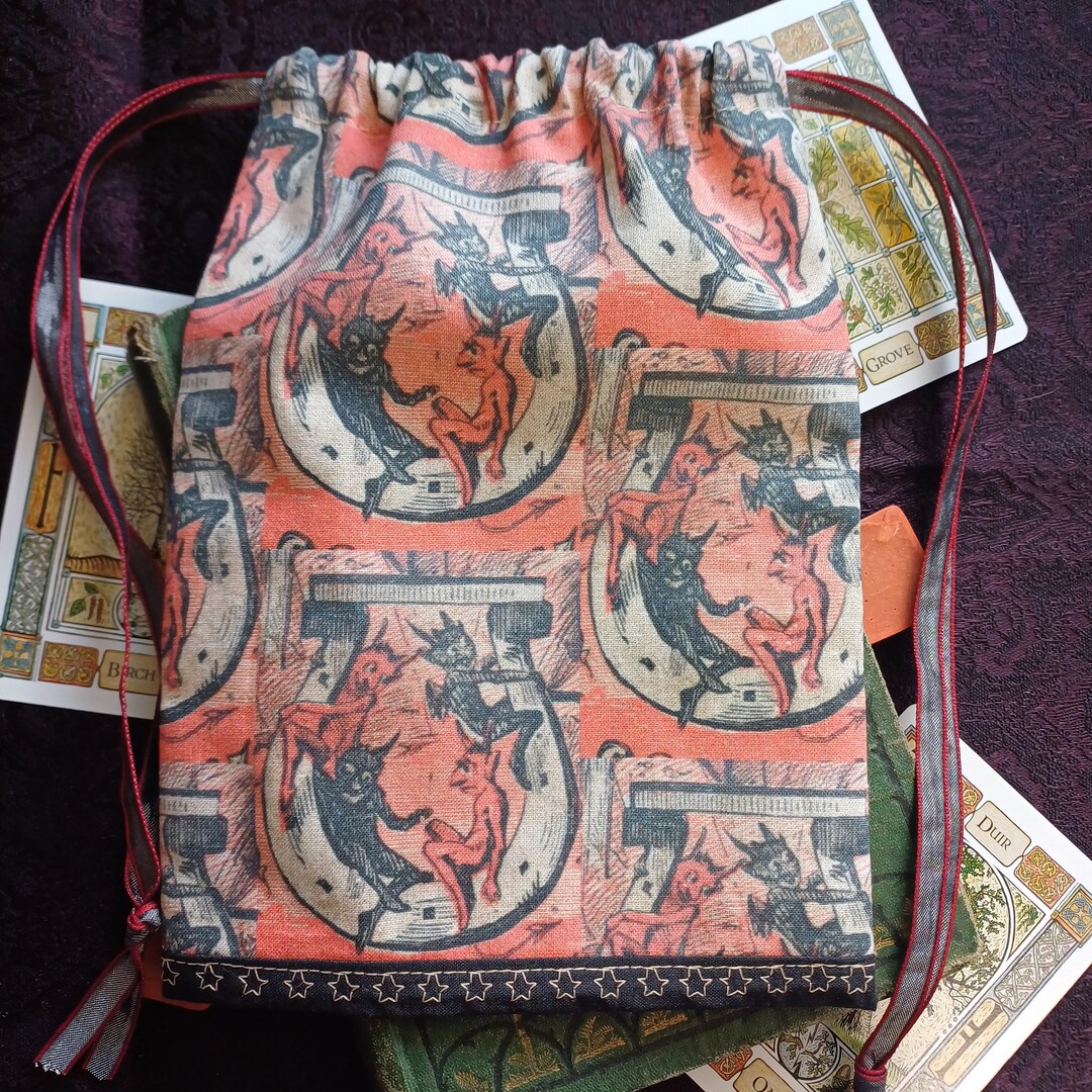Horseshoe Devils Tarot Bag, Tarot Bag Pouch, Tarot Card Bag, Drawstring ...