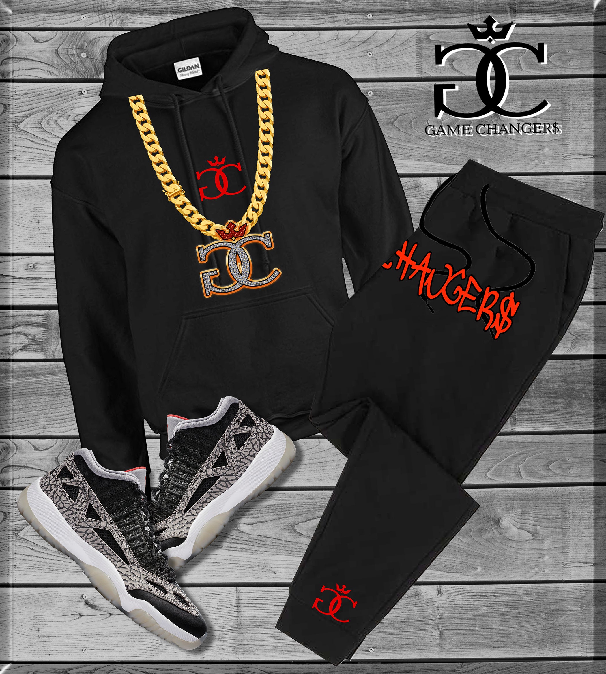 Hoodie and Pants Set Gold Chain - Etsy.de