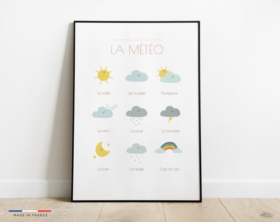 Affiche enfant pour apprendre la météo Poster mural chambre - Etsy France