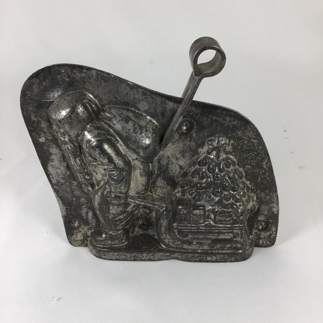 Rare Antique 1936 Anton Reiche Santa Pulling Sled Two Part Metal ...