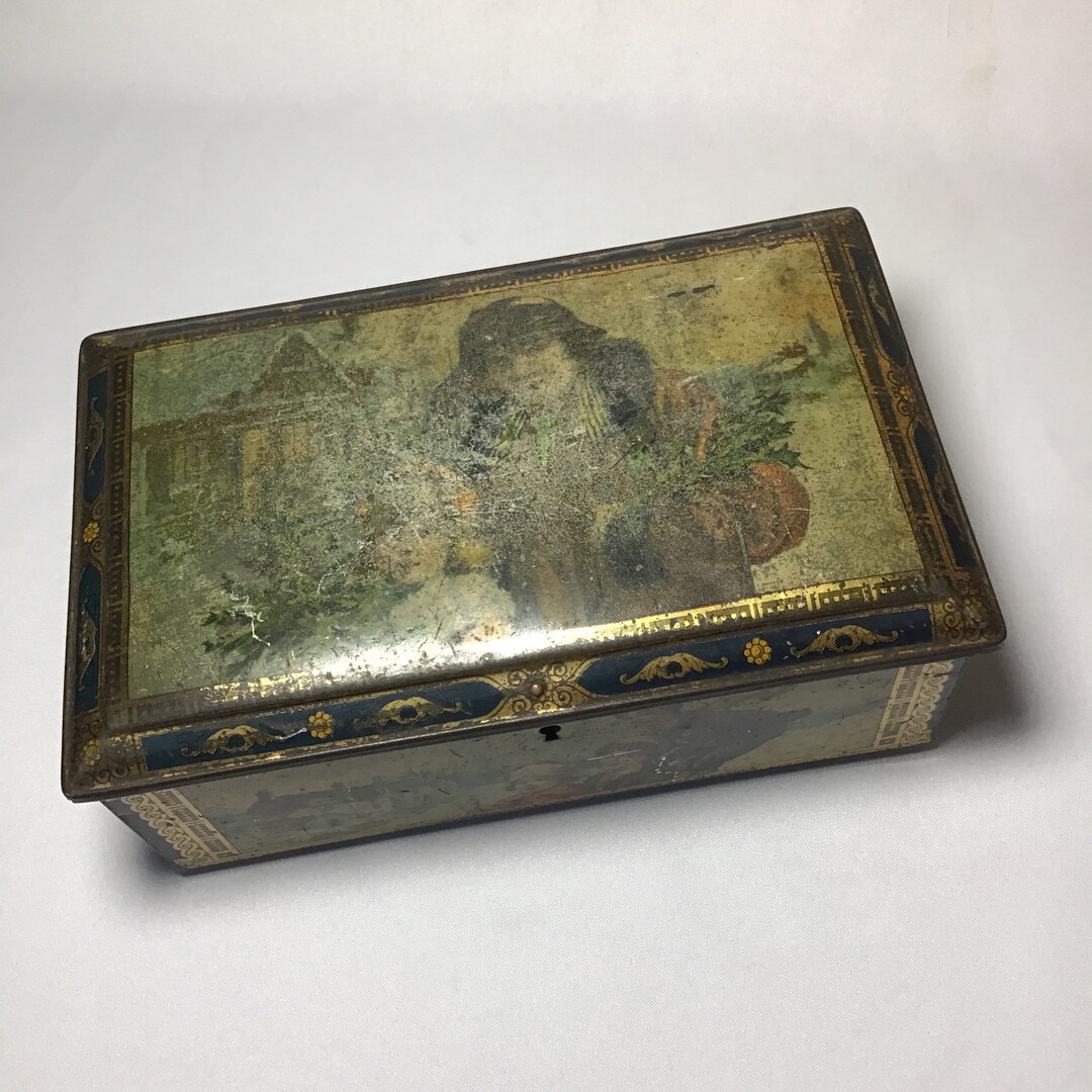 Vintage Hinged Tin Candy Box - Etsy