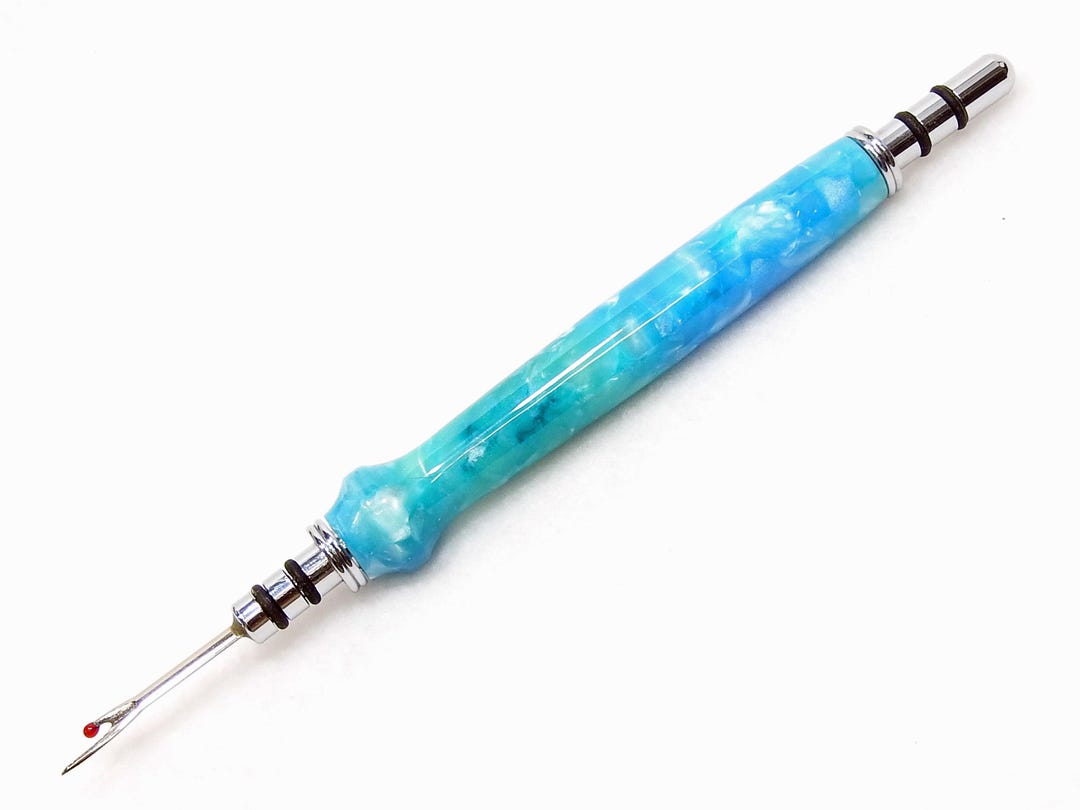 Handmade Seam Ripper and Stiletto Combo Aqua Blue Green Crush Acrylic ...
