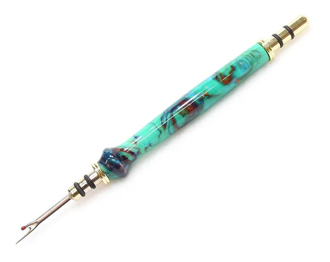 Seam Ripper and Stiletto (awl) Combo - Aqua, Bronze, Purple Patina ...