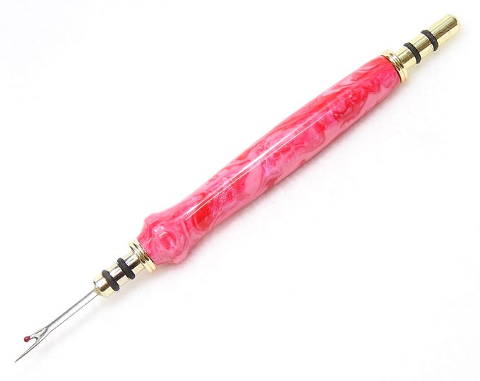 Handmade Seam Ripper and Stiletto (awl) Combo, Rose Pink Swirl Acrylic ...