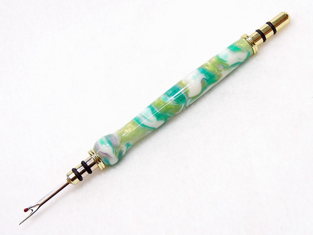 Handmade Double Seam Ripper W/sewing Stiletto, Aqua Blue Gold White ...