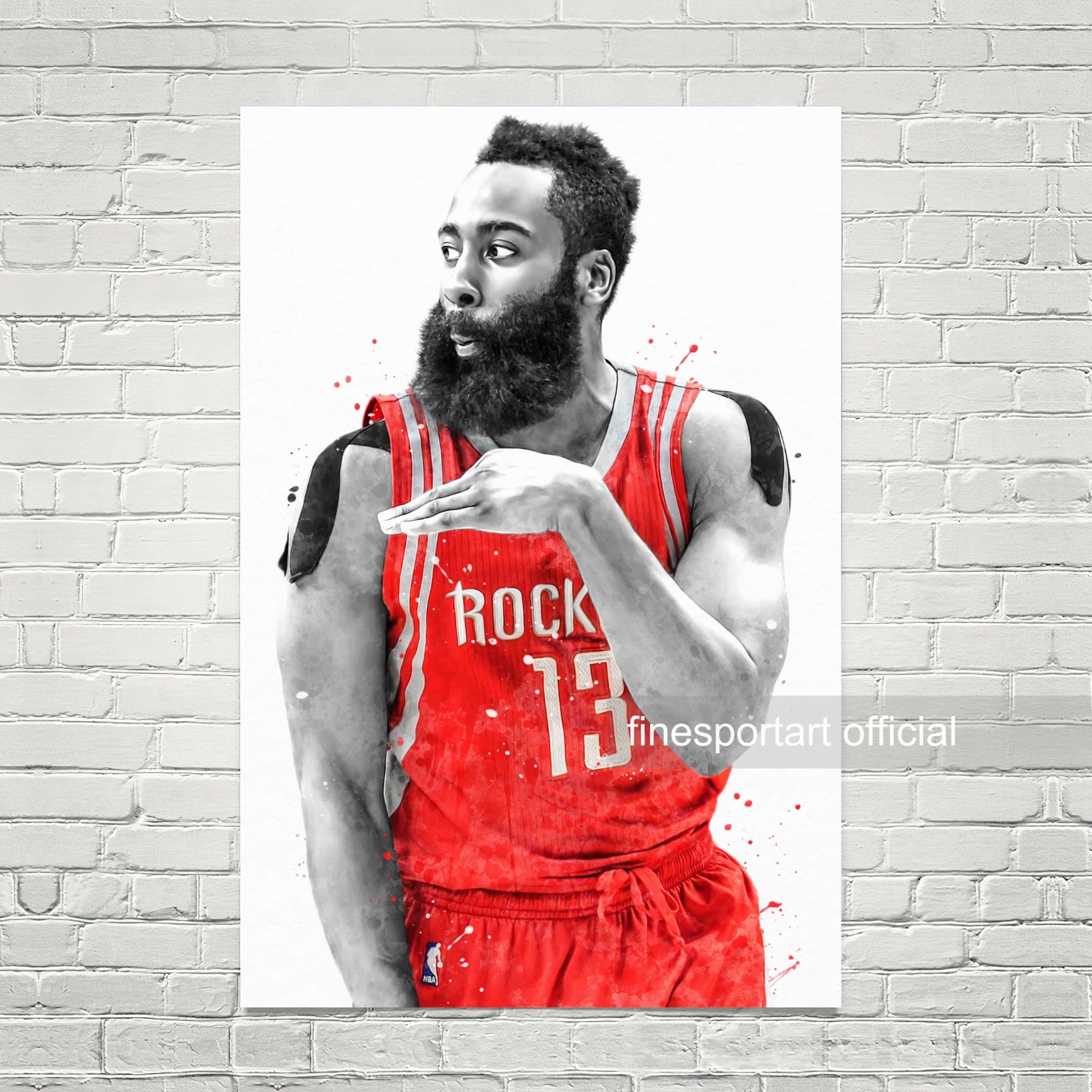 James Harden Houston Poster, Canvas, Basketball Print, Sports Wall Art ...