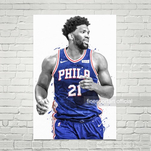 Philadelphia 76ers Joel Embiid Portrait Sports Print Art 11x17 - Etsy