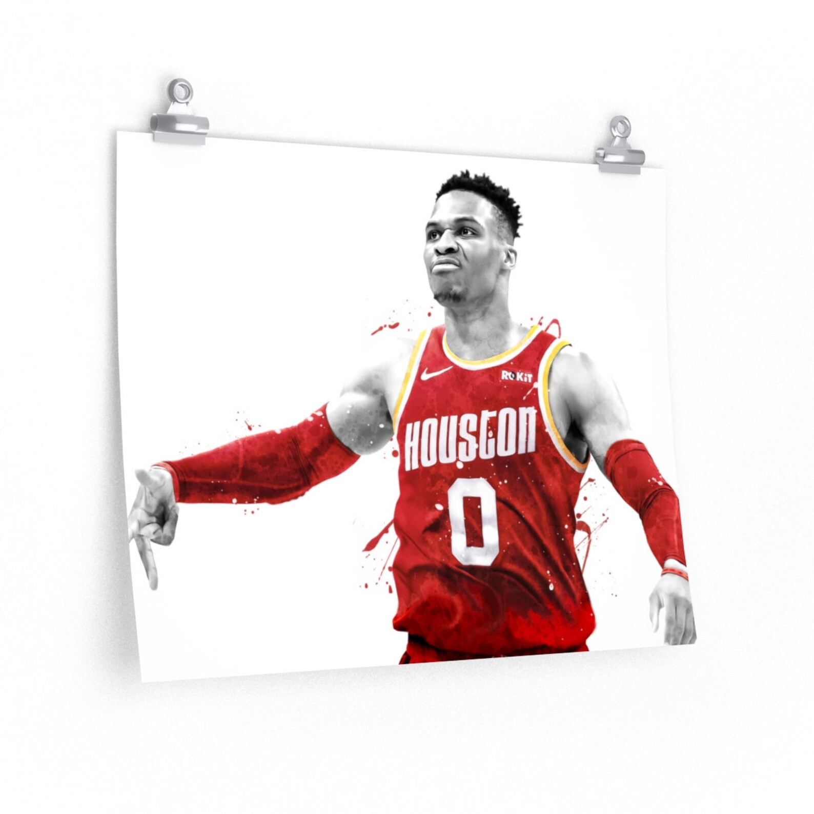 Russell Westbrook Houston V2 Poster, Canvas, Basketball Print, Sports ...