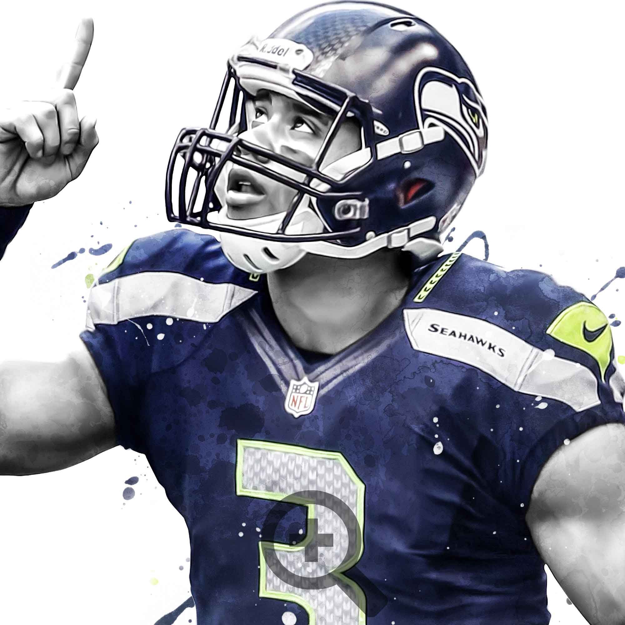Russell Wilson Seattle Poster Canvas Football print Sports | Etsy