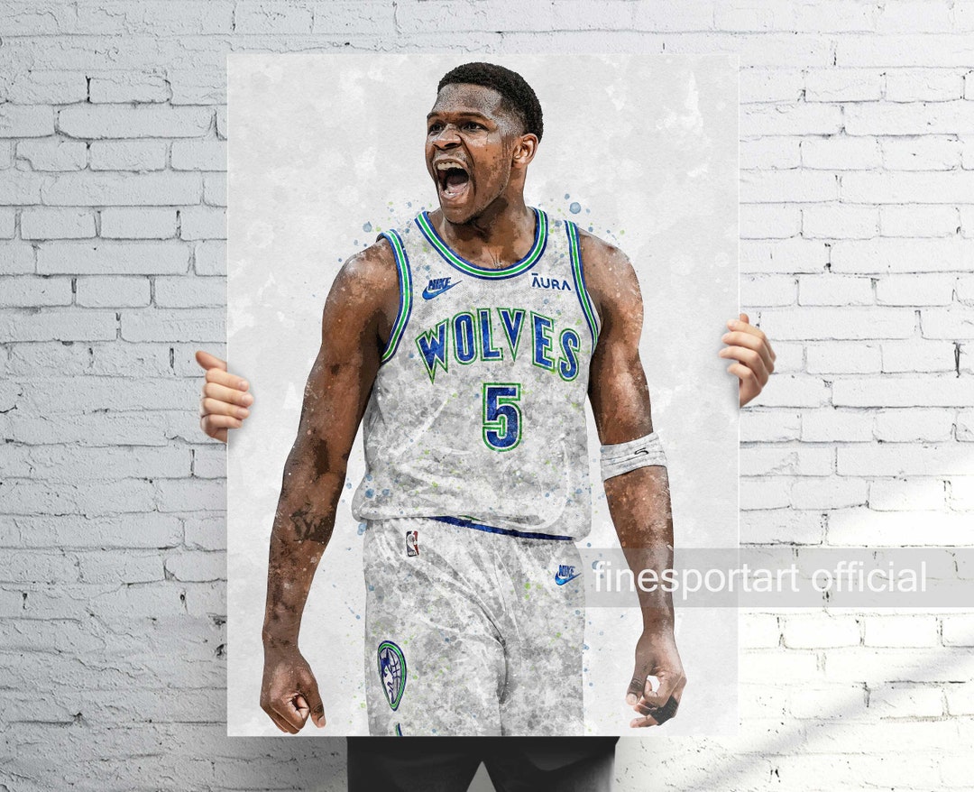 Anthony Edwards Minnesota Poster, Canvas, Basketball Print, Sports Wall ...