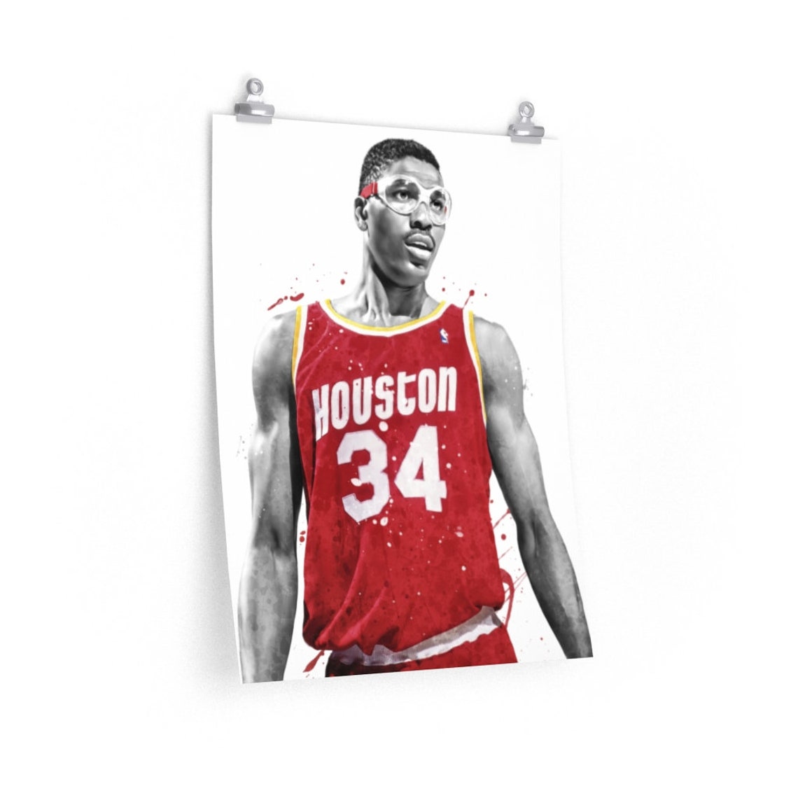 Hakeem Olajuwon Houston Poster, Canvas, Basketball Print, Sports Wall ...