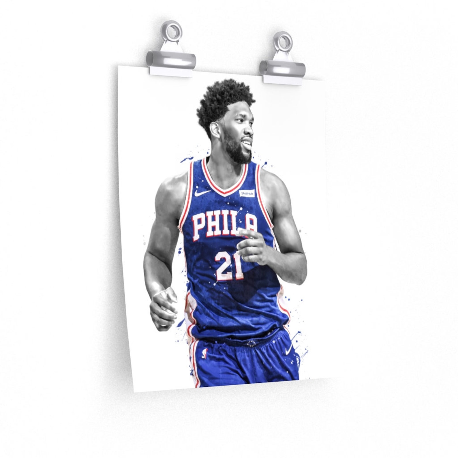 Joel Embiid Philadelphia Poster, Canvas, Basketball Print, Sports Wall ...