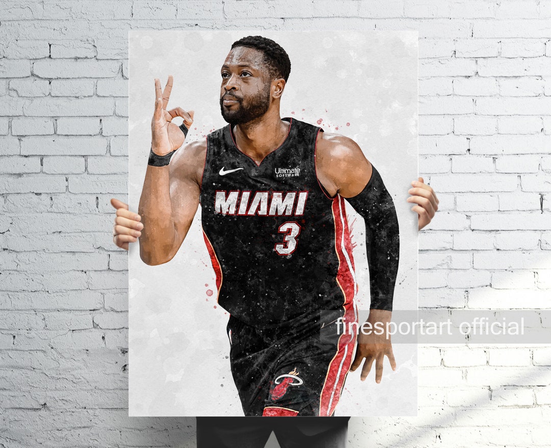 Dwyane Wade Miami Poster, Canvas, Basketball Print, Sports Wall Art ...