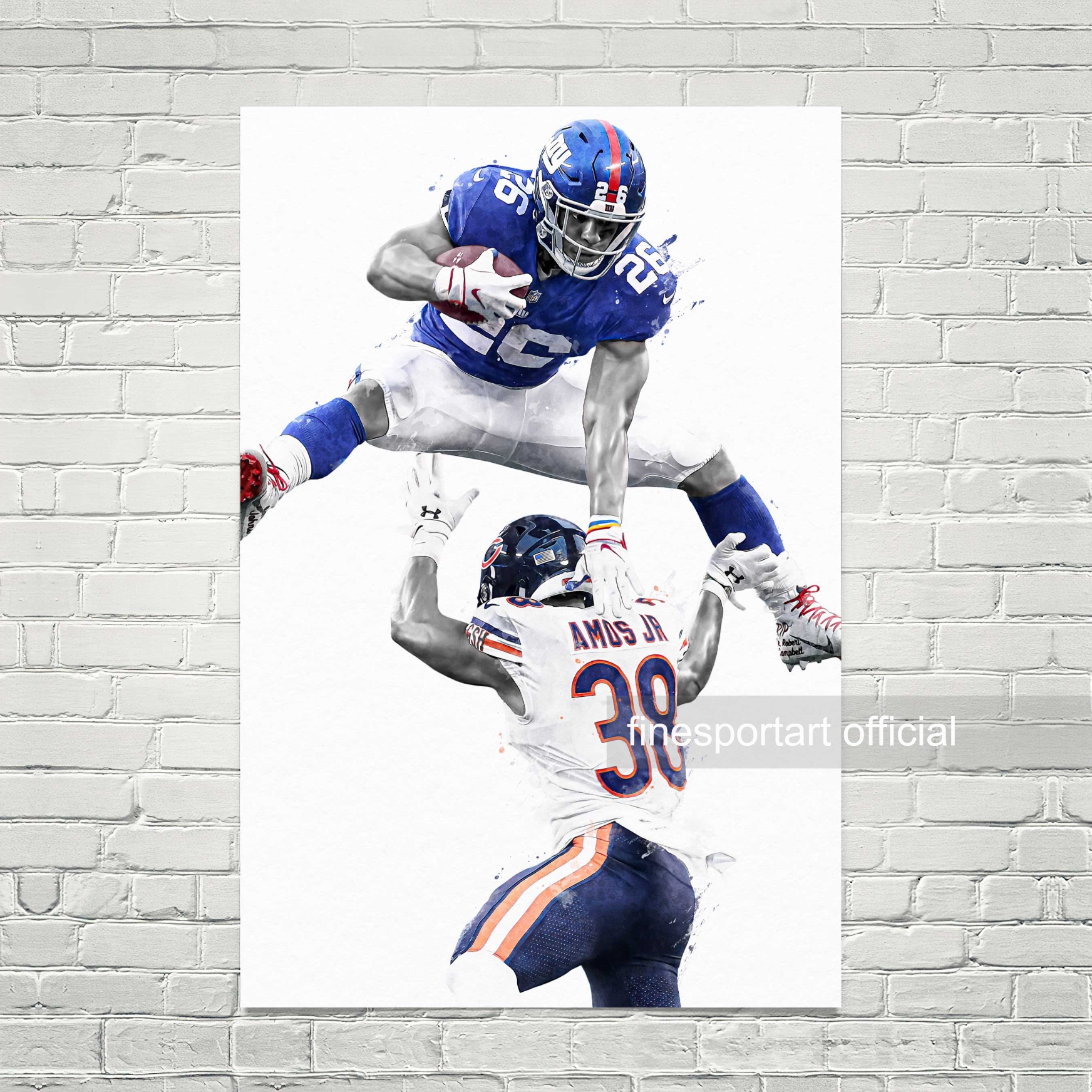 Saquon Barkley Hurdle v2 New York Poster Canvas Football - Etsy