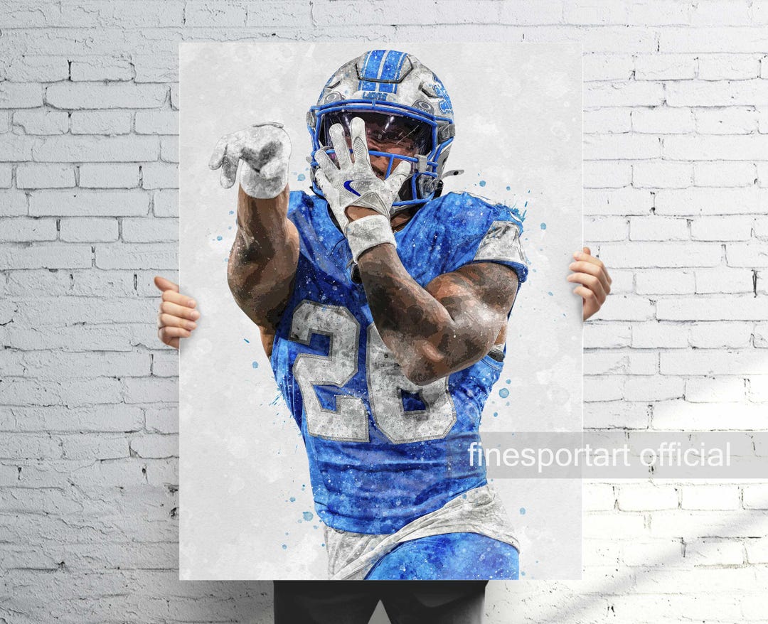 Jahmyr Gibbs Detroit Poster V2, Canvas, Football Print, Sports Wall Art ...