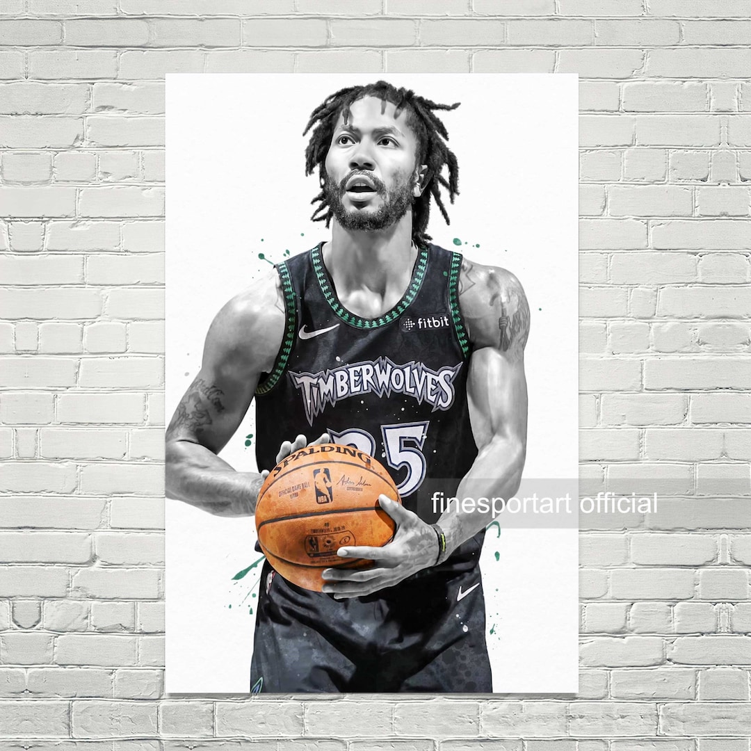 Derrick Rose Minnesota Poster, Canvas, Basketball Print, Sports Wall ...