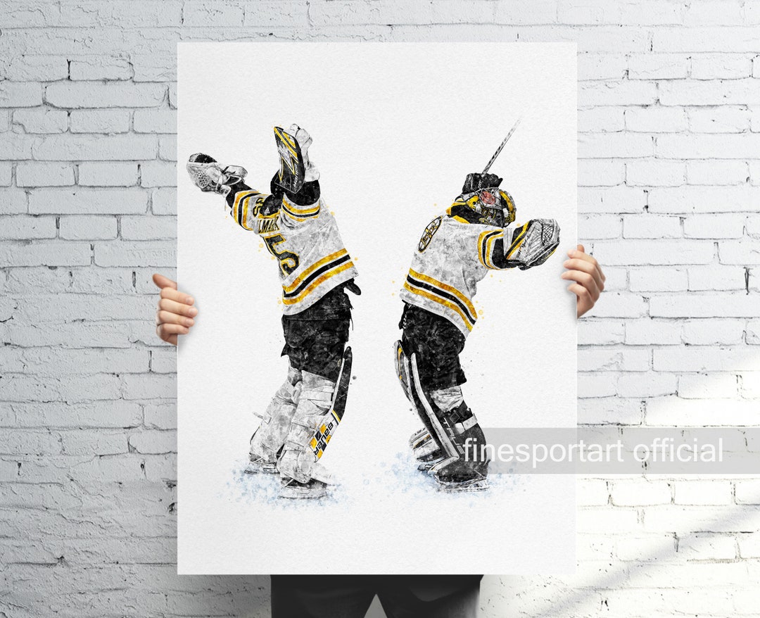 Jeremy Swayman and Linus Ullmark Poster, Canvas, Hockey Print, Sports ...