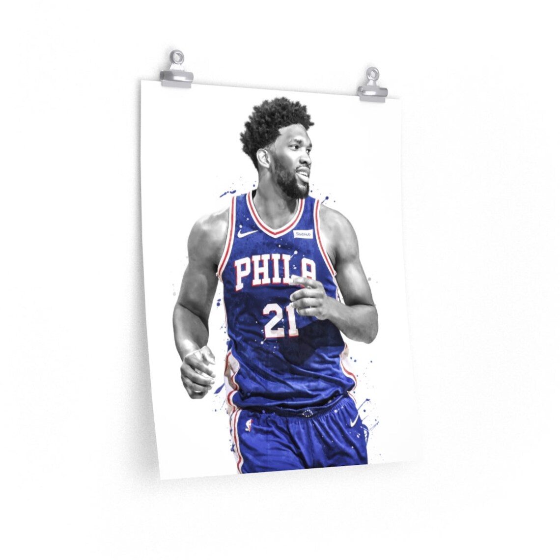 Joel Embiid Philadelphia Poster, Canvas, Basketball Print, Sports Wall ...