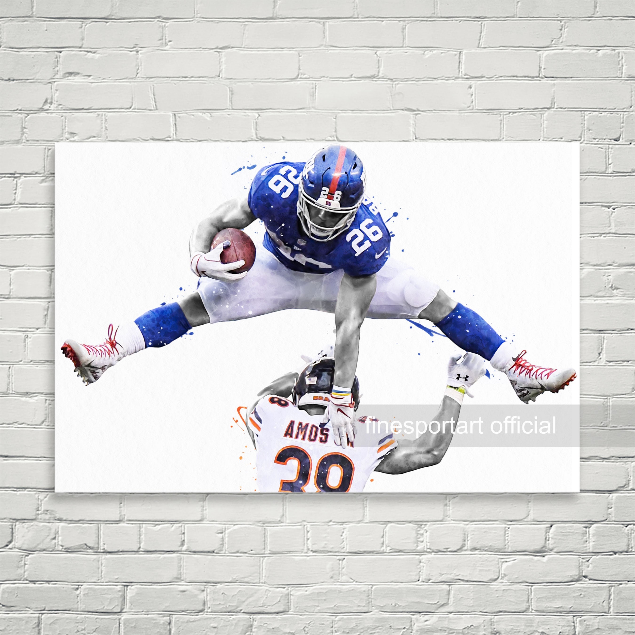 Saquon Barkley Hurdle New York Poster Canvas Football print | Etsy