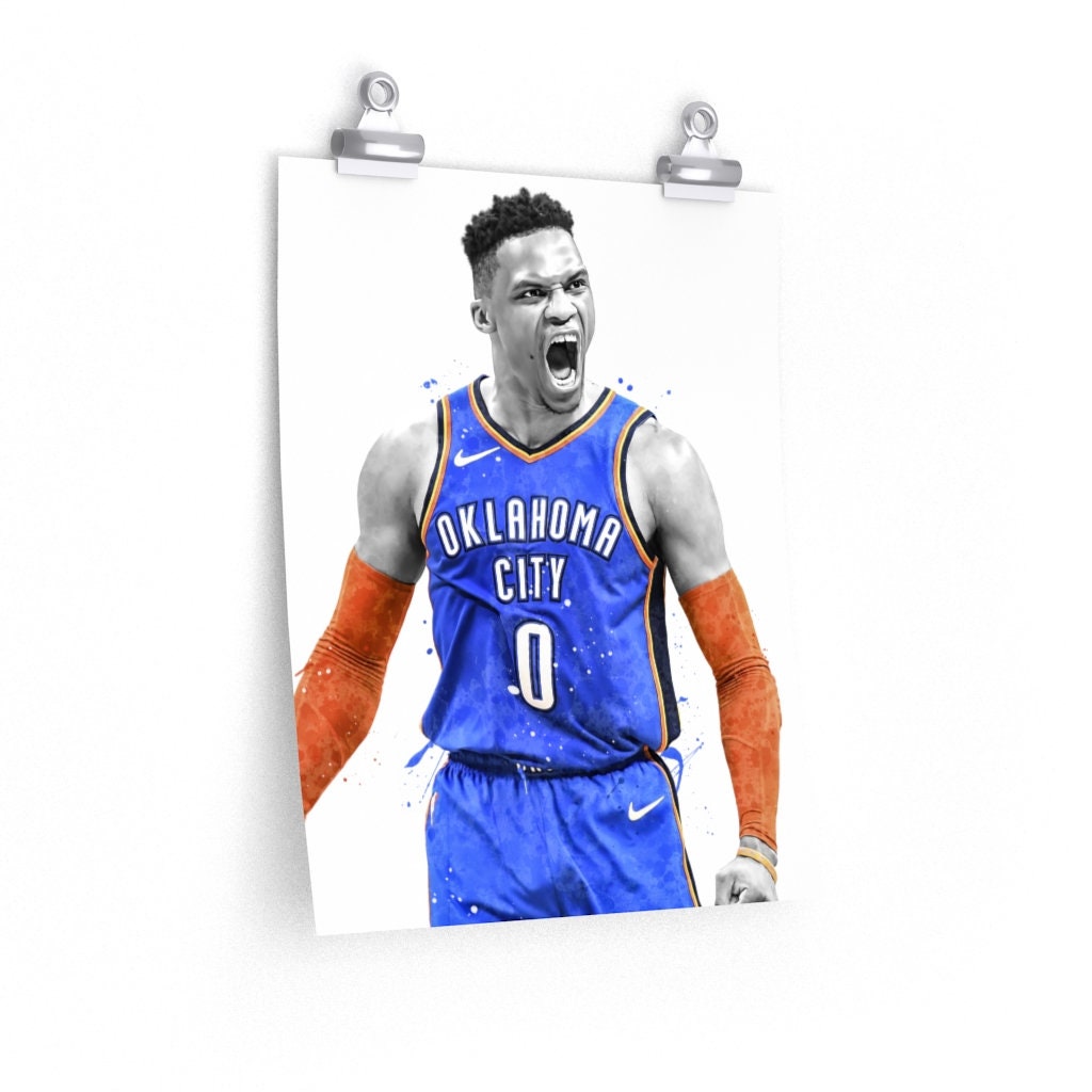 Russell Westbrook Oklahoma City Poster, Canvas, Basketball Print ...