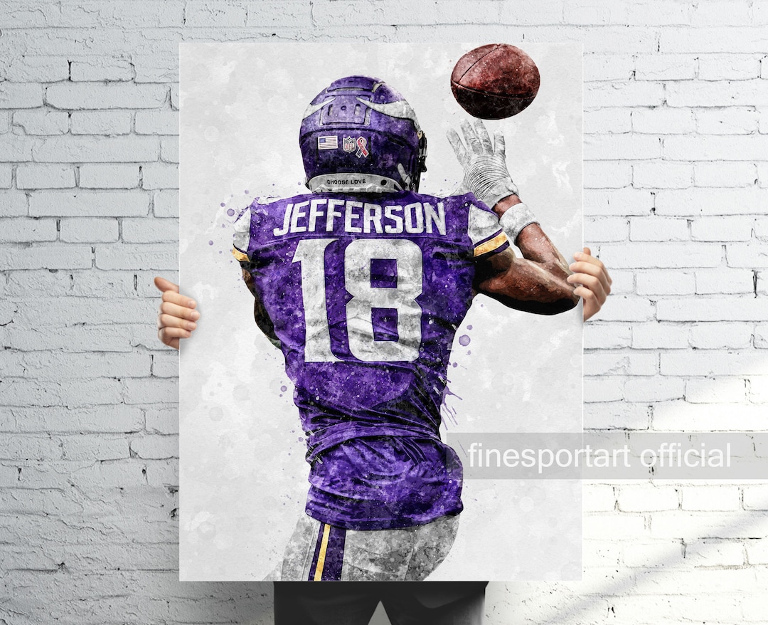 Justin Jefferson Minnesota Poster V2, Canvas, Football Print, Sports ...