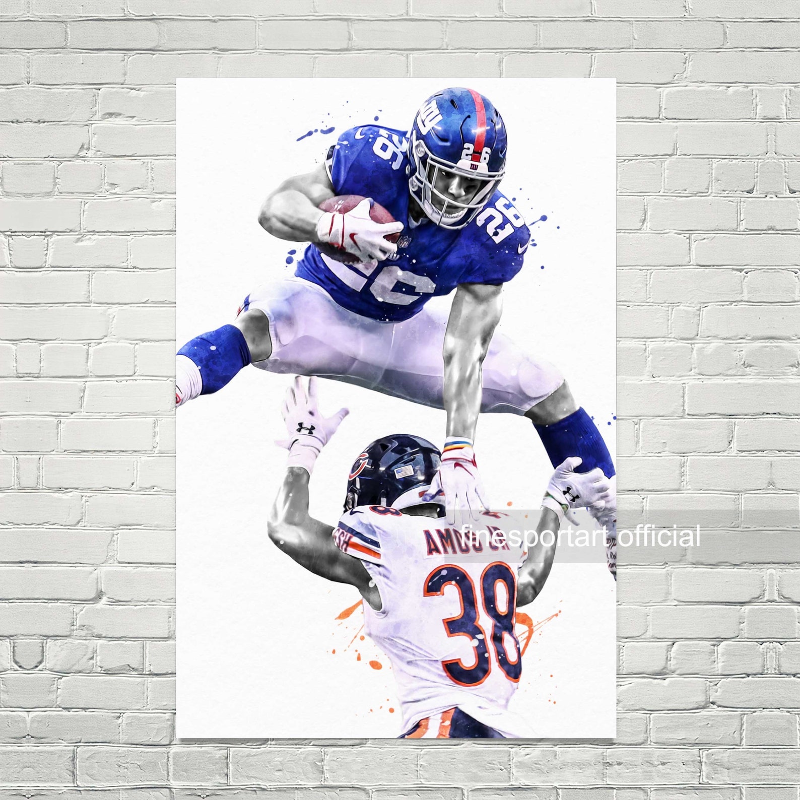 Saquon Barkley Hurdle v2 New York Poster Canvas Football | Etsy