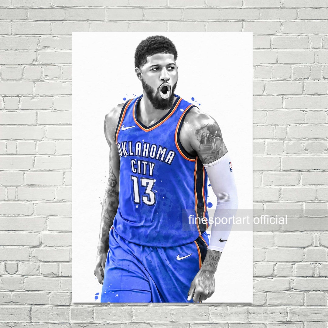Paul George Oklahoma City Poster, Canvas, Basketball Print, Sports Wall ...