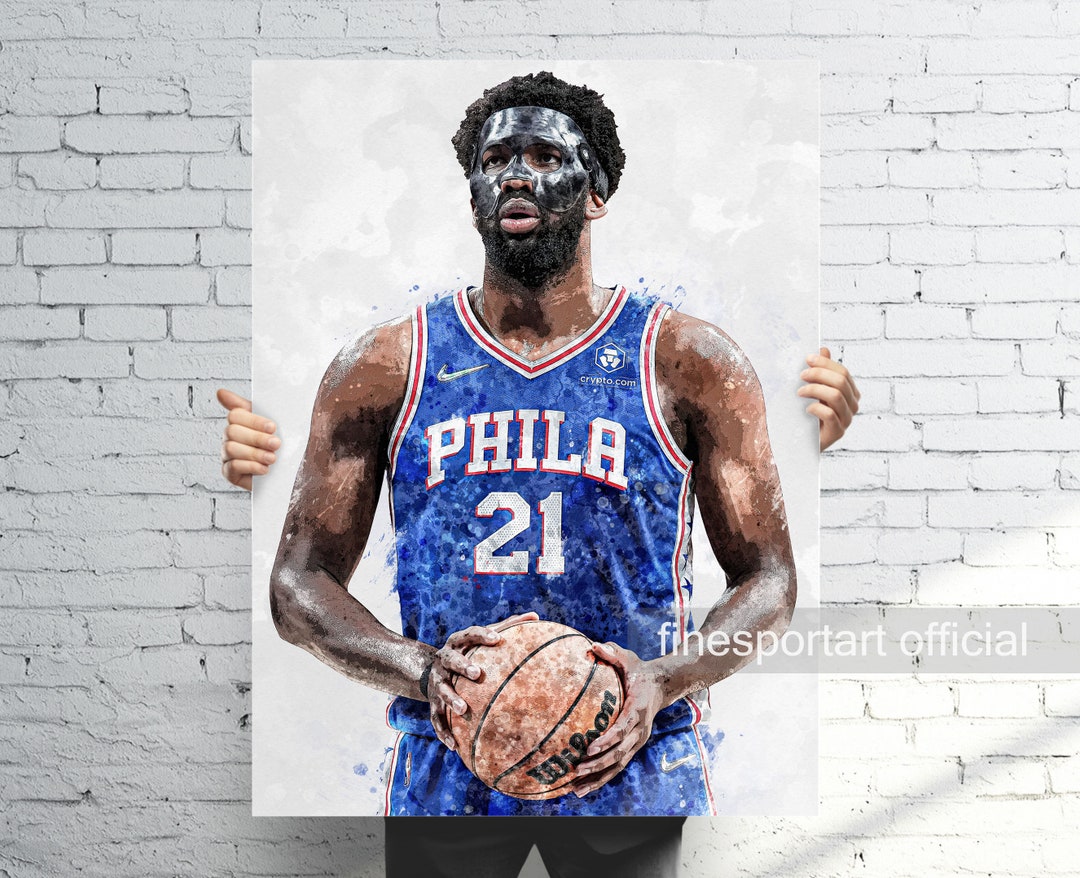 Joel Embiid Philadelphia Poster, Canvas, Basketball Print, Sports Wall ...