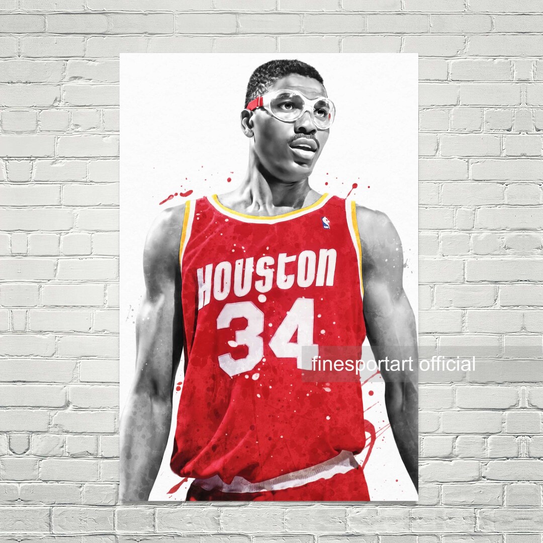 Hakeem Olajuwon Houston Poster, Canvas, Basketball Print, Sports Wall ...