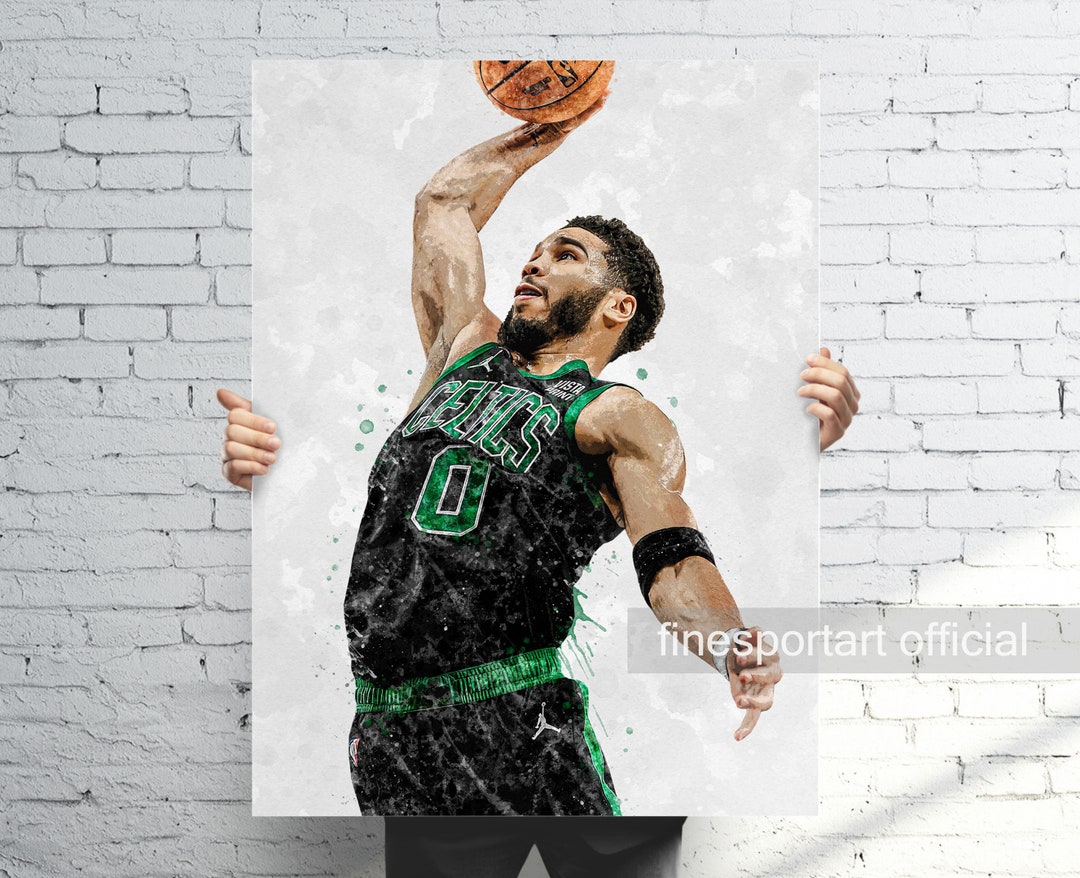 Jayson Tatum Boston Poster V2, Canvas, Basketball Print, Sports Wall ...