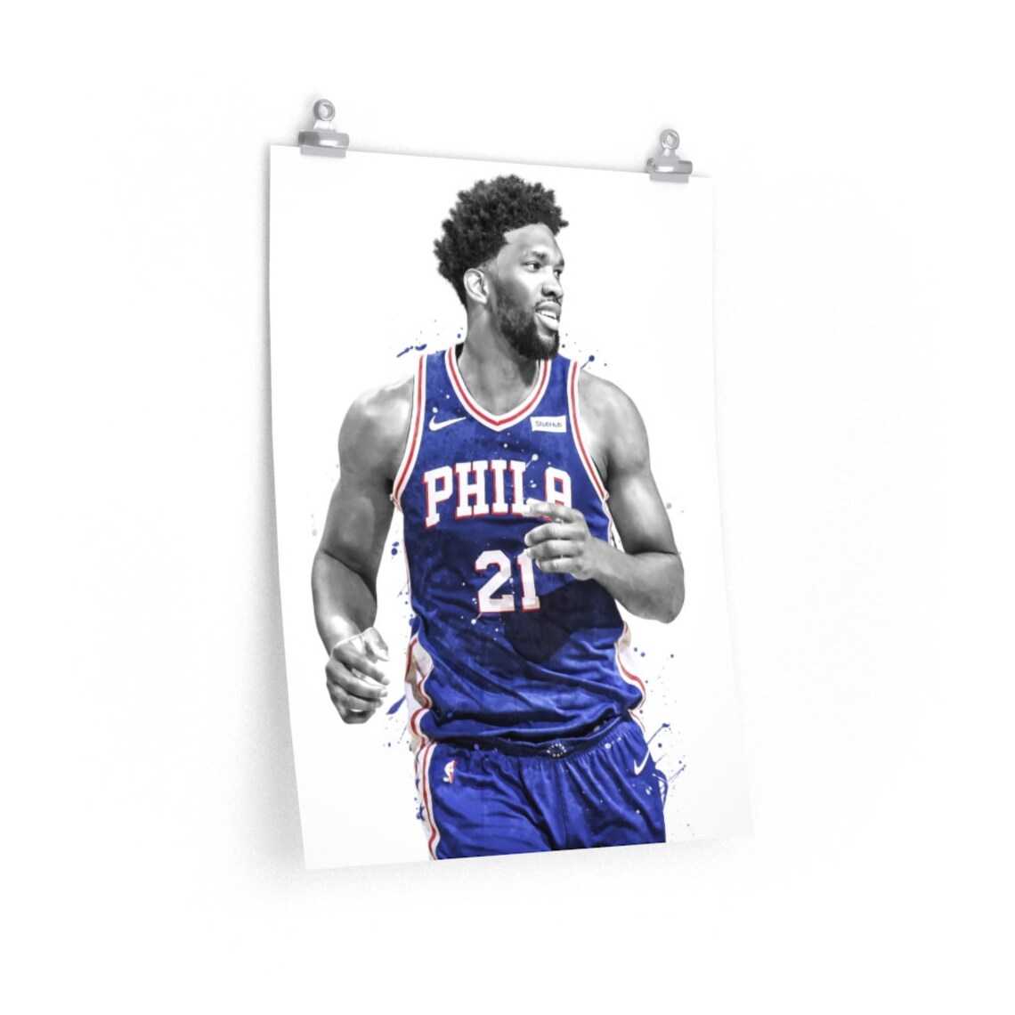 Joel Embiid Philadelphia Poster, Canvas, Basketball Print, Sports Wall ...
