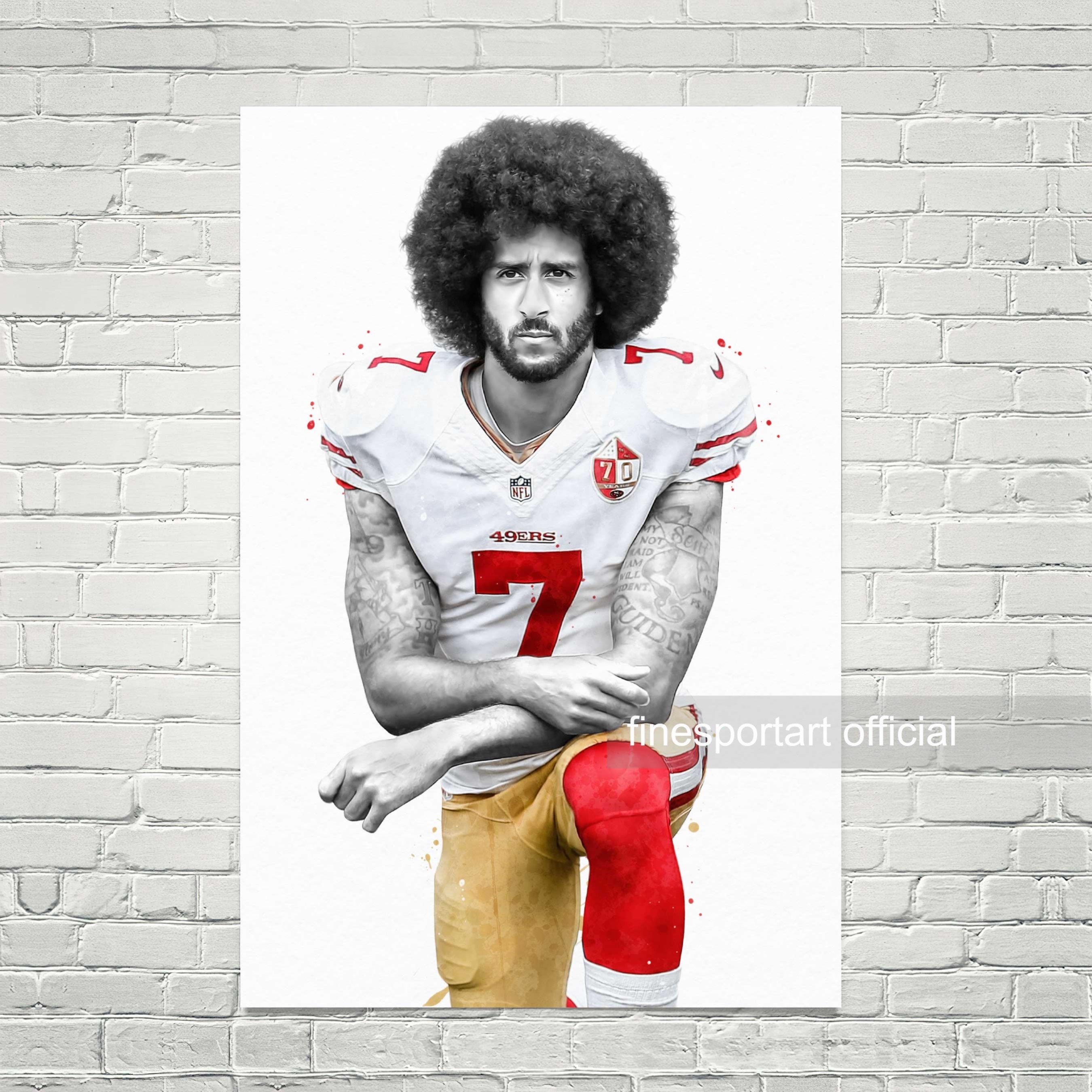 Colin Kaepernick Kneeling San Francisco (V3) Poster, Canvas, Football ...