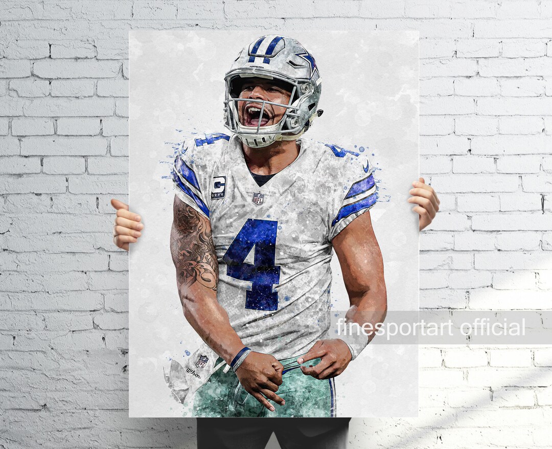 Dak Prescott Dallas Poster, Canvas Wrap, Football Framed Print, Sports ...