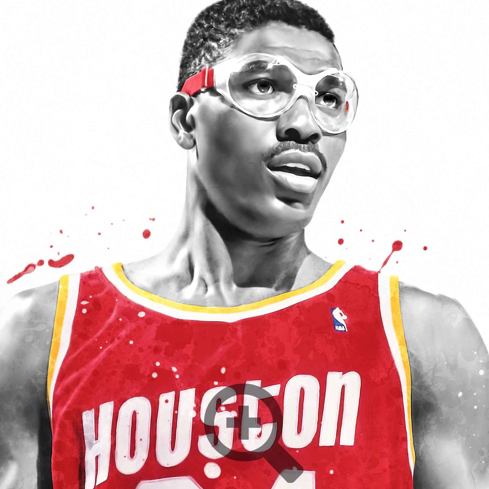 Hakeem Olajuwon Houston Poster, Canvas, Basketball Print, Sports Wall ...