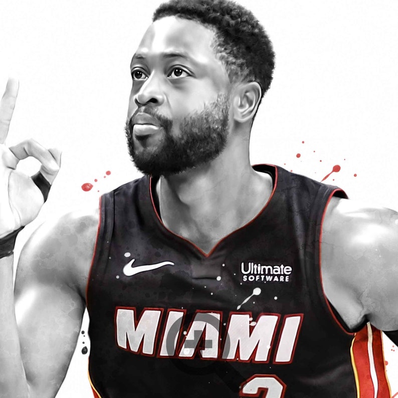 Dwyane Wade Miami Poster poster Basketball print Sports wall | Etsy