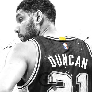 Tim Duncan San Antonio Poster, Canvas, Basketball Print, Sports Wall ...