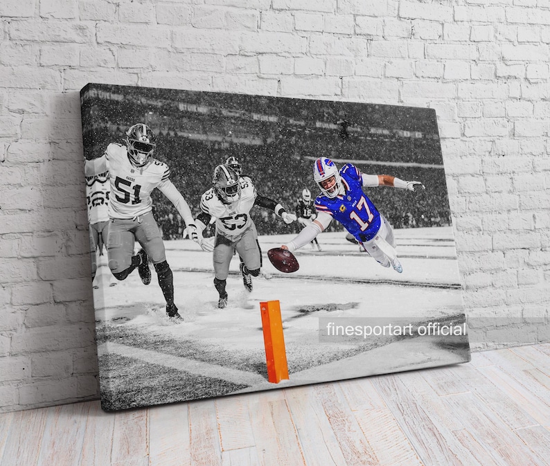Josh Allen Dives for TD, Canvas Wrap or Museum-quality Poster, Football ...