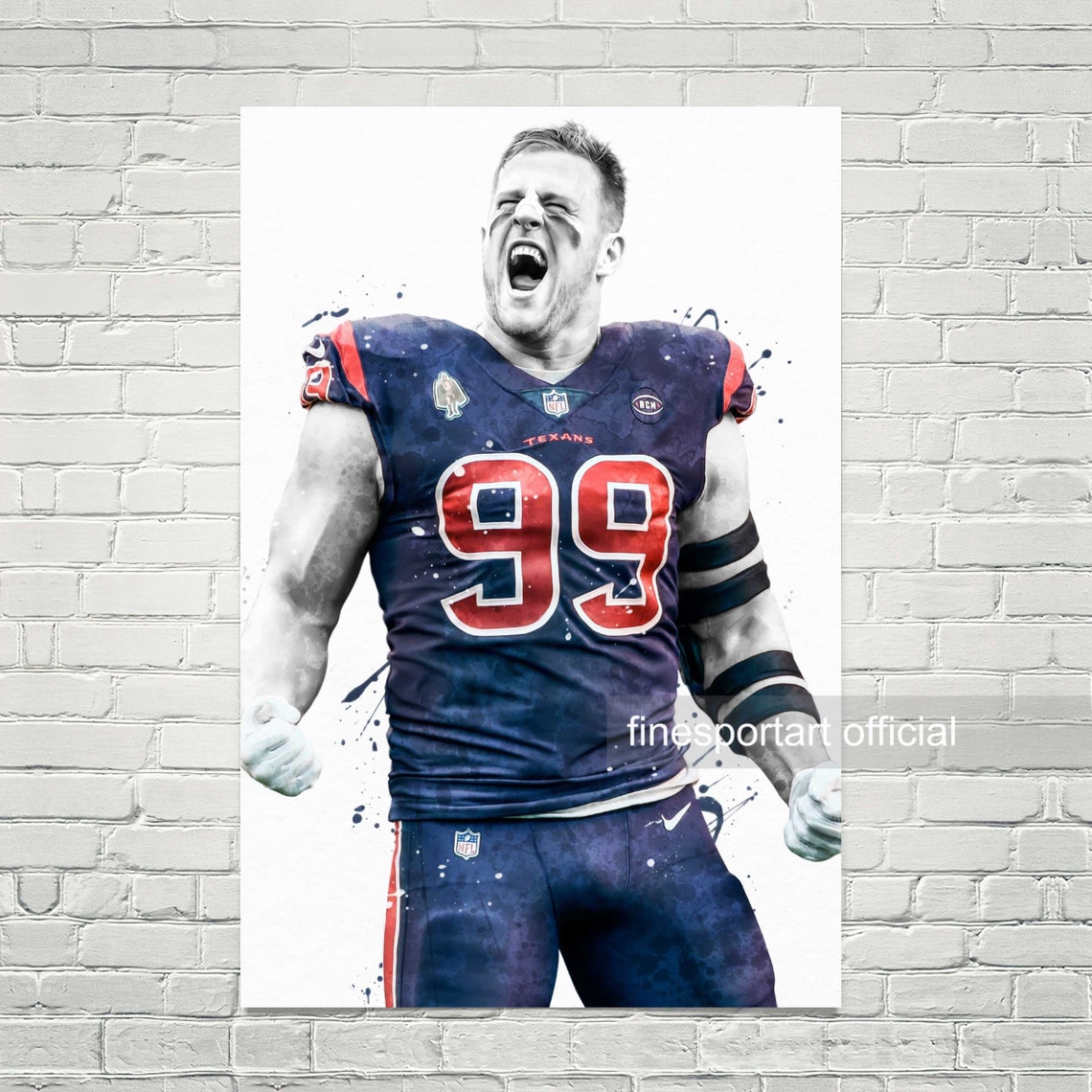 JJ Watt Houston Poster Canvas Football Print Sports Wall - Etsy