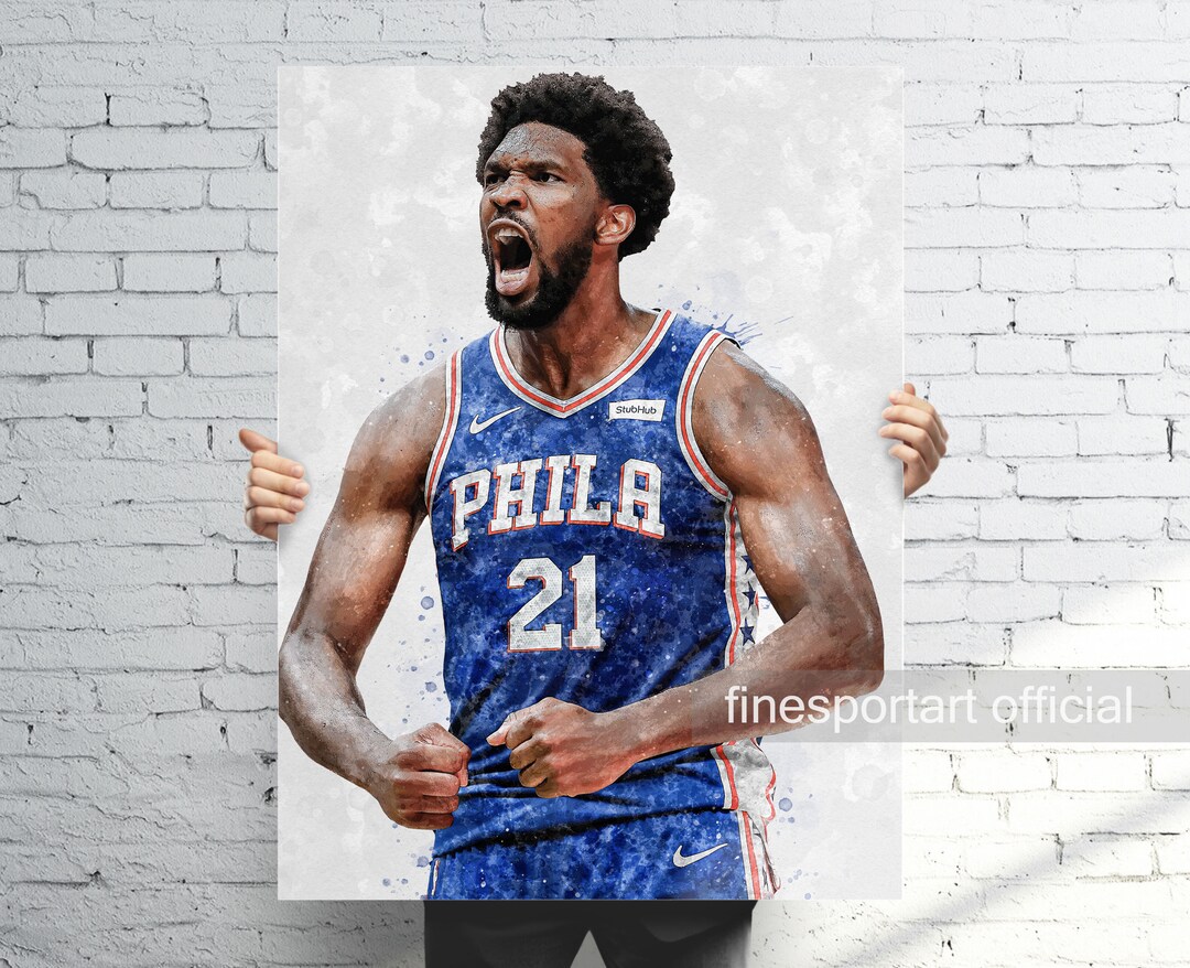 Joel Embiid Philadelphia Poster (V2), Canvas, Basketball Print, Sports ...