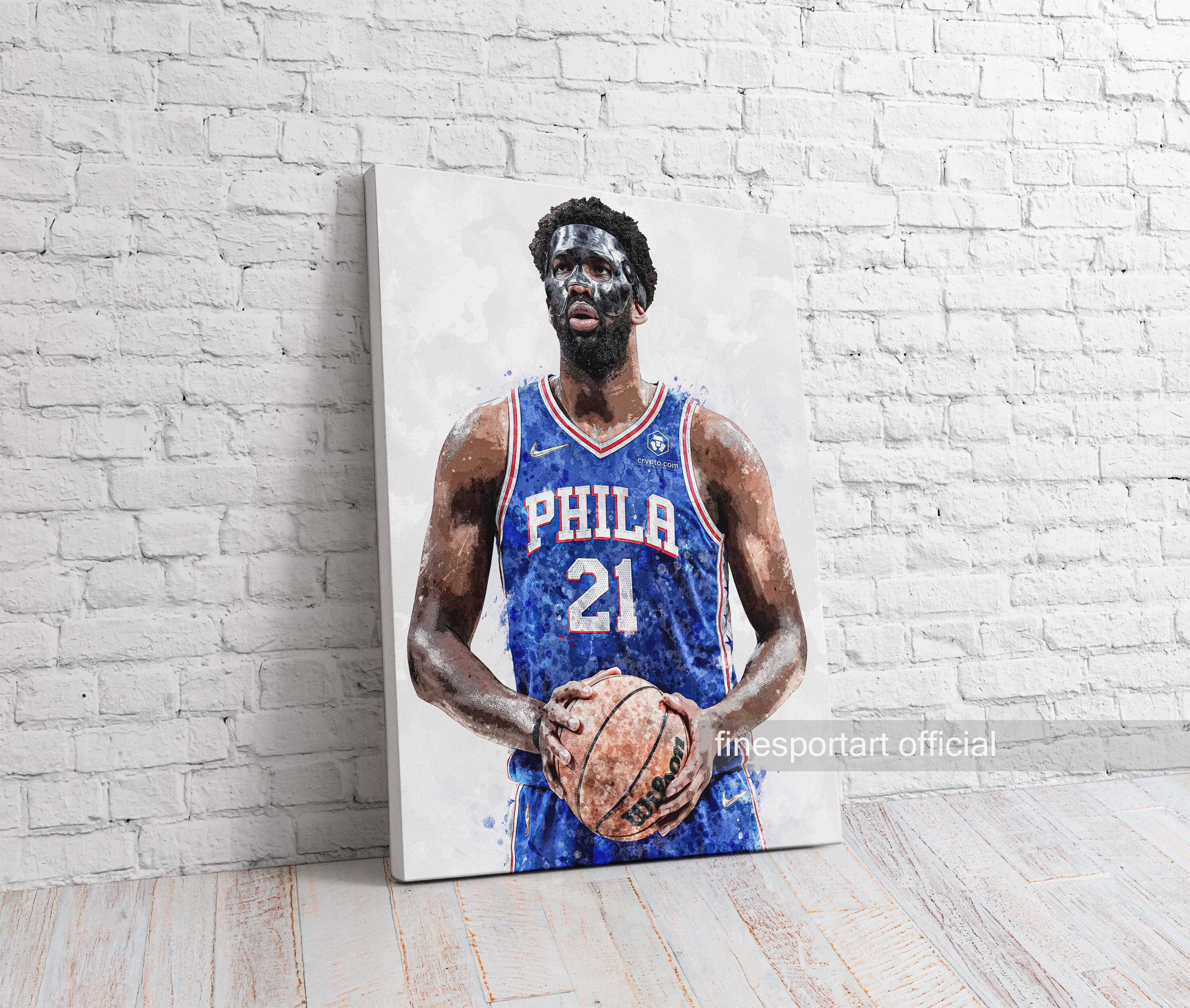 Joel Embiid Philadelphia Poster, Canvas, Basketball Print, Sports Wall ...