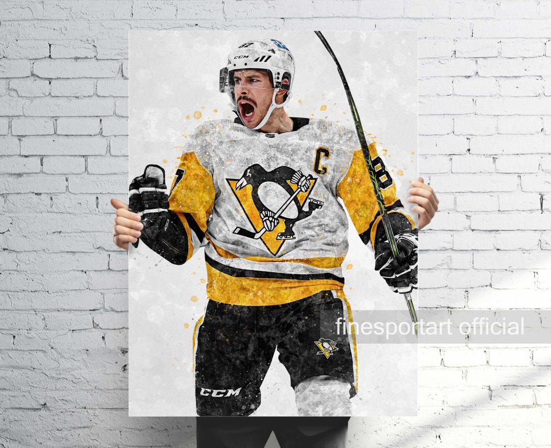 Sidney Crosby Pittsburgh Poster V2, Canvas, Hockey Print, Sports Wall ...