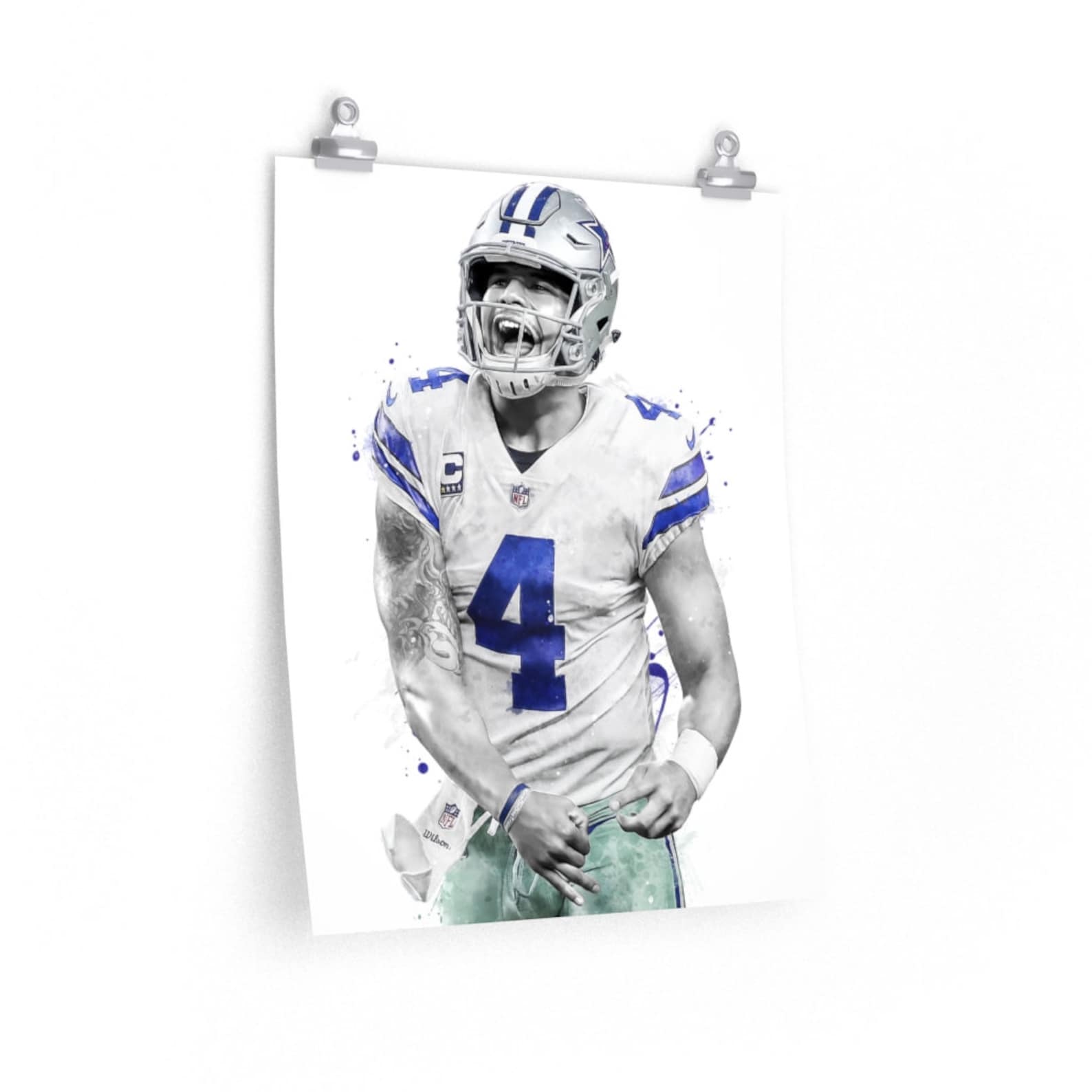 Dak Prescott Dallas Cowboys Poster, Canvas, Football Print, Sports Wall ...