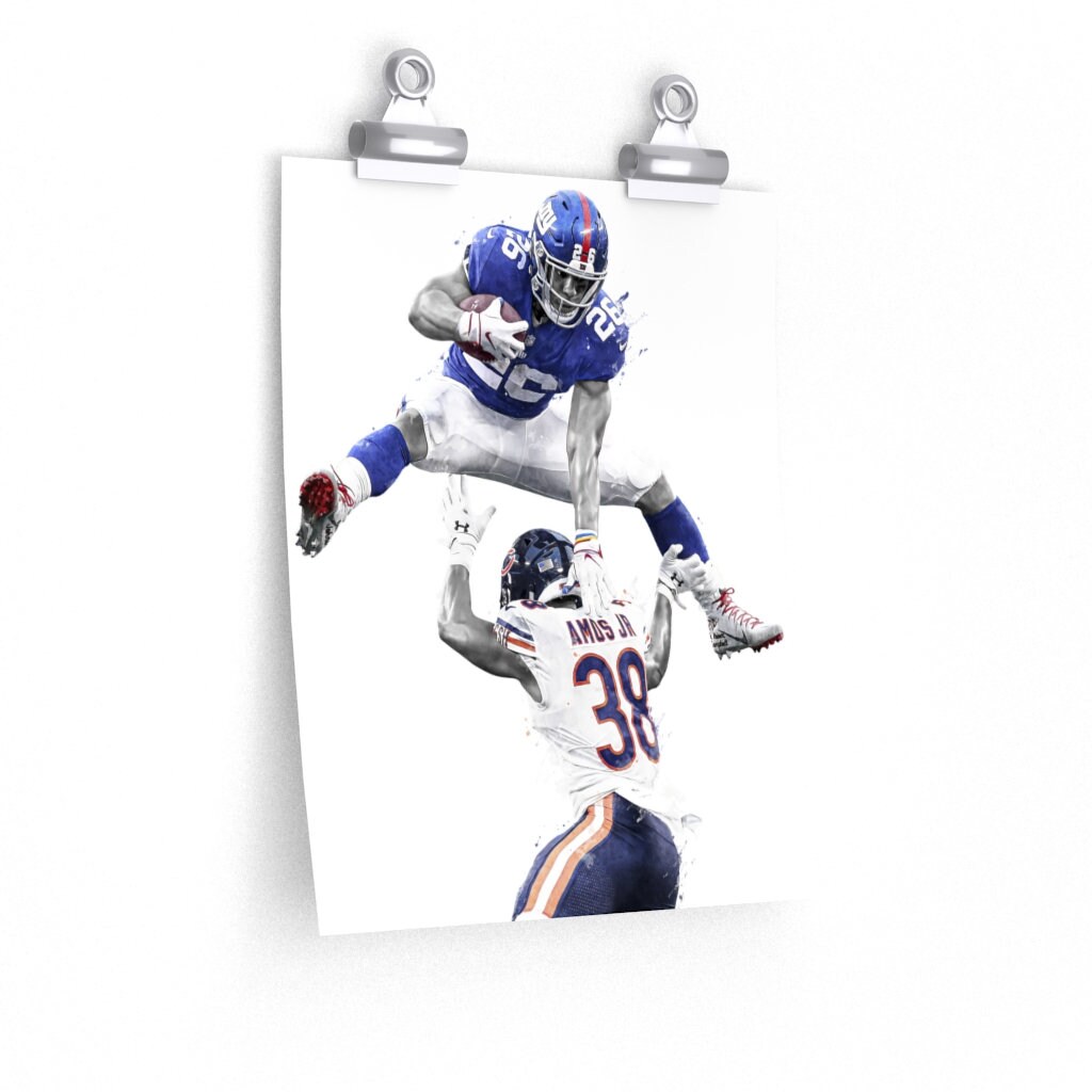 Saquon Barkley Hurdle (v2) New York Poster, Canvas, Football Print ...