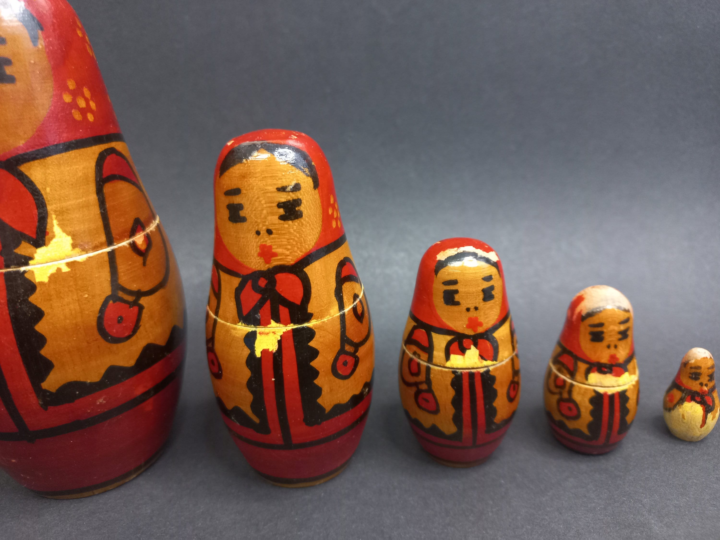 Soviet Vintage Old Nesting Dolls Set of 5 Russian Soviet - Etsy