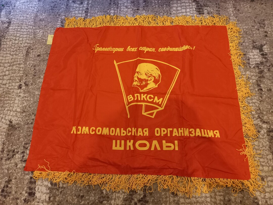 Soviet Vintage Flag Pennant,komsomol Flag Ussr,communist Propaganda ...